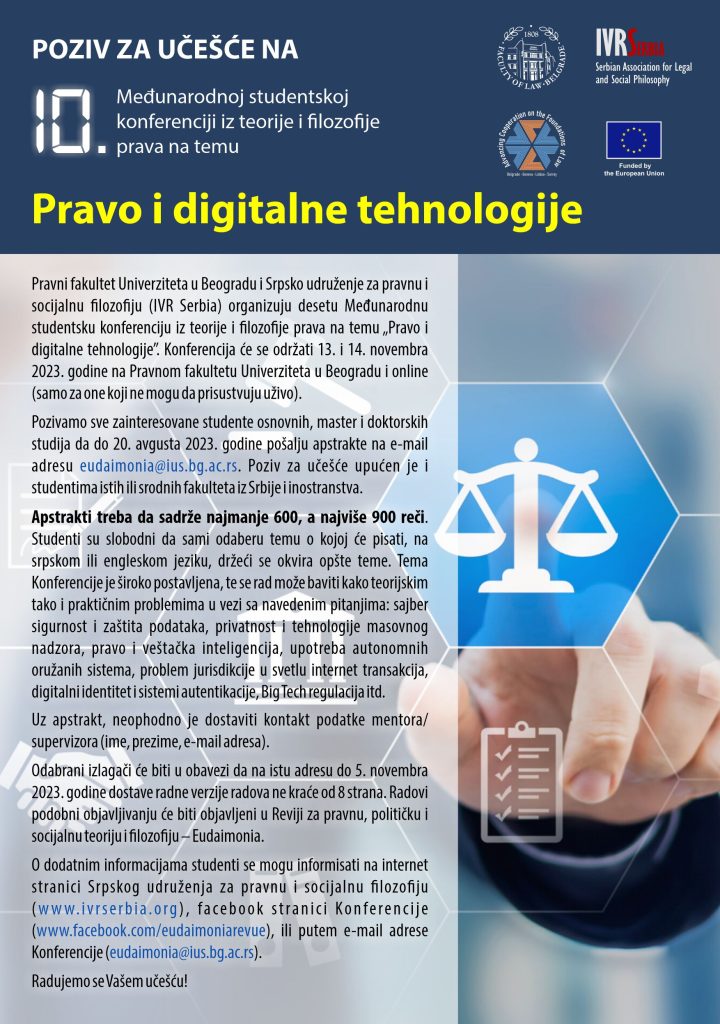 Poziv za 10. međunarodnu studentsku konferenciju ,,Pravo i digitalne ...